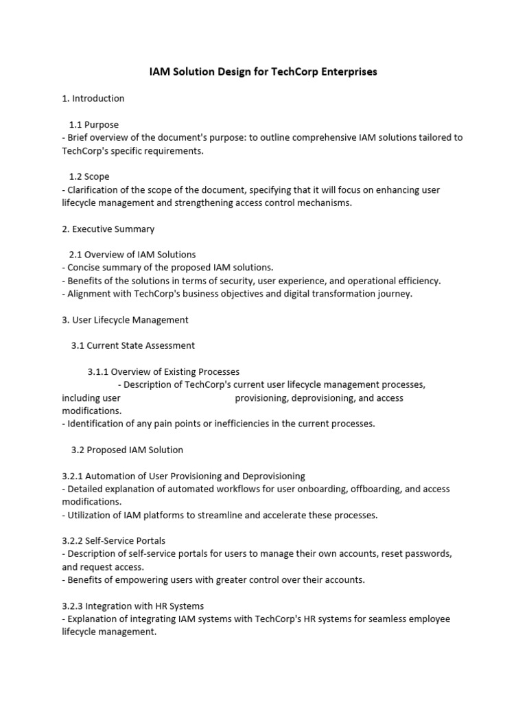 IAM Solution Design For TechCorp Enterprises | PDF | Computer Security | Security
