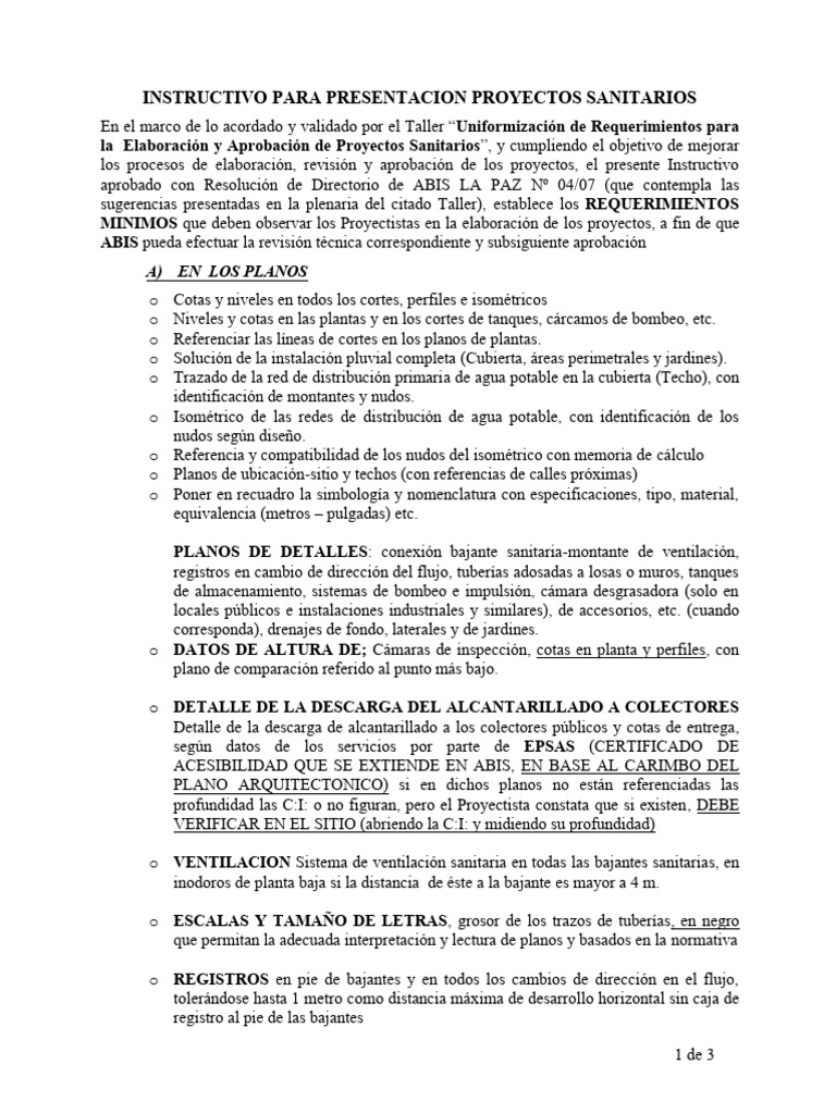 GUIA PARA PRESENTACION PROYECTOS ABIS-LP | PDF | Alcantarillado | Agua