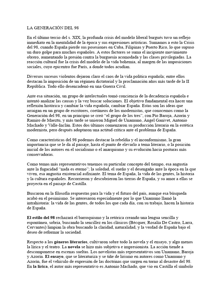 Generación Del 98 | PDF