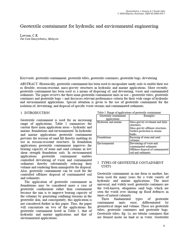 Geotextile Containment For Hydraulic and Environmental Engineering ...