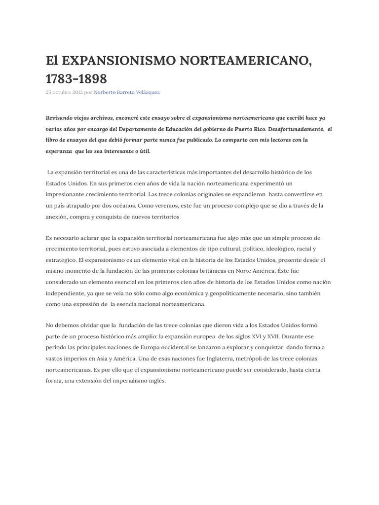Expansionismo Norteamericano (1783-1898) | PDF | compra de Luisiana ...