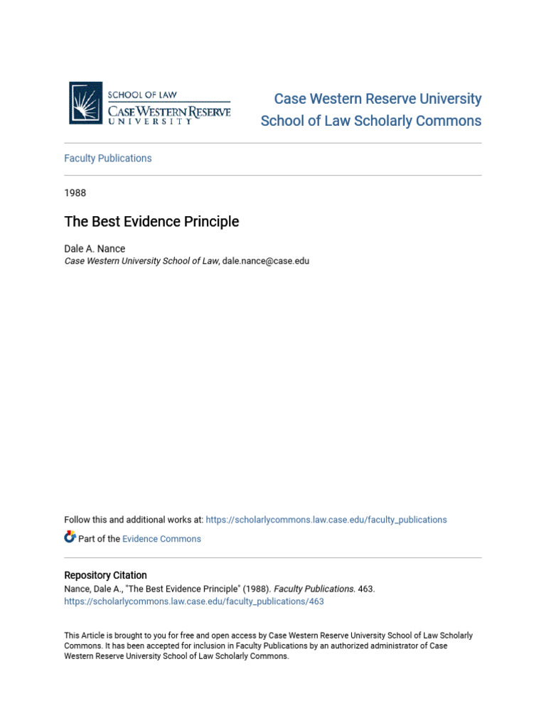 The Best Evidence Principle | PDF | Evidence (Law) | Discovery (Law)