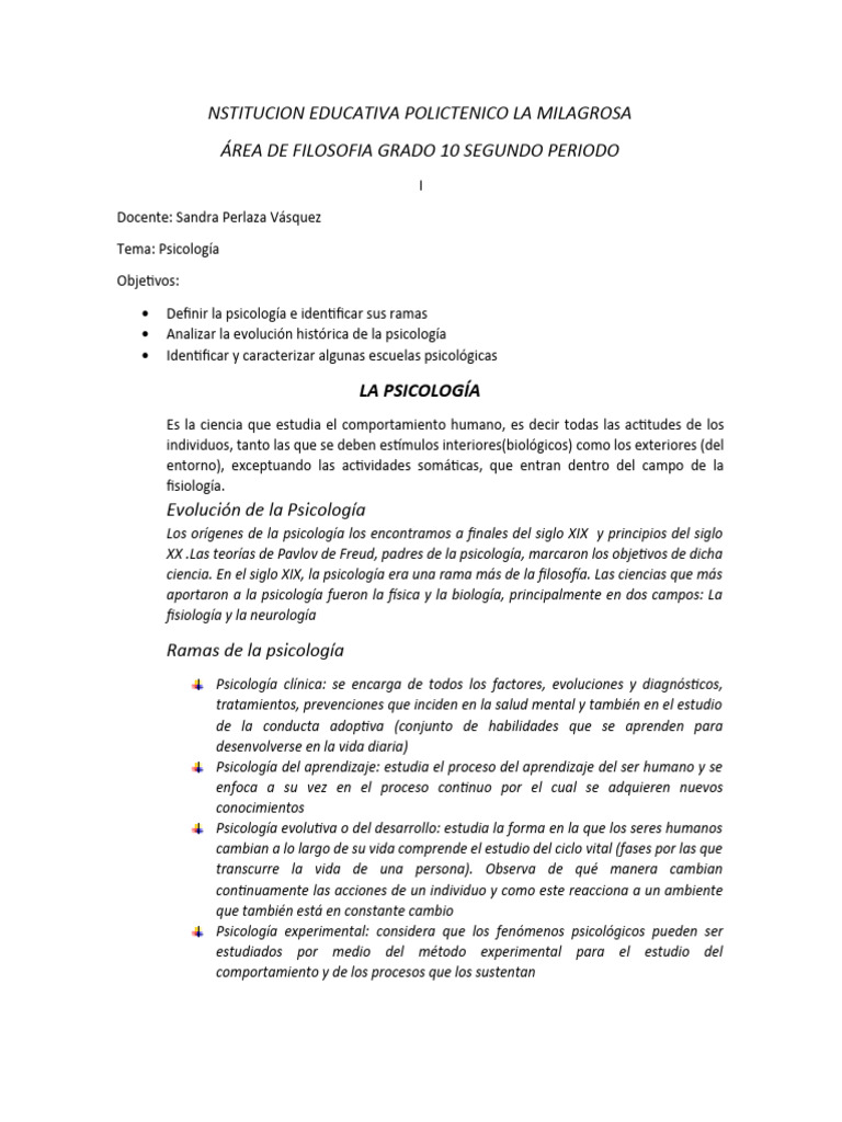 La Psicología y Sus Ramas | PDF | Sicología | Mente inconsciente