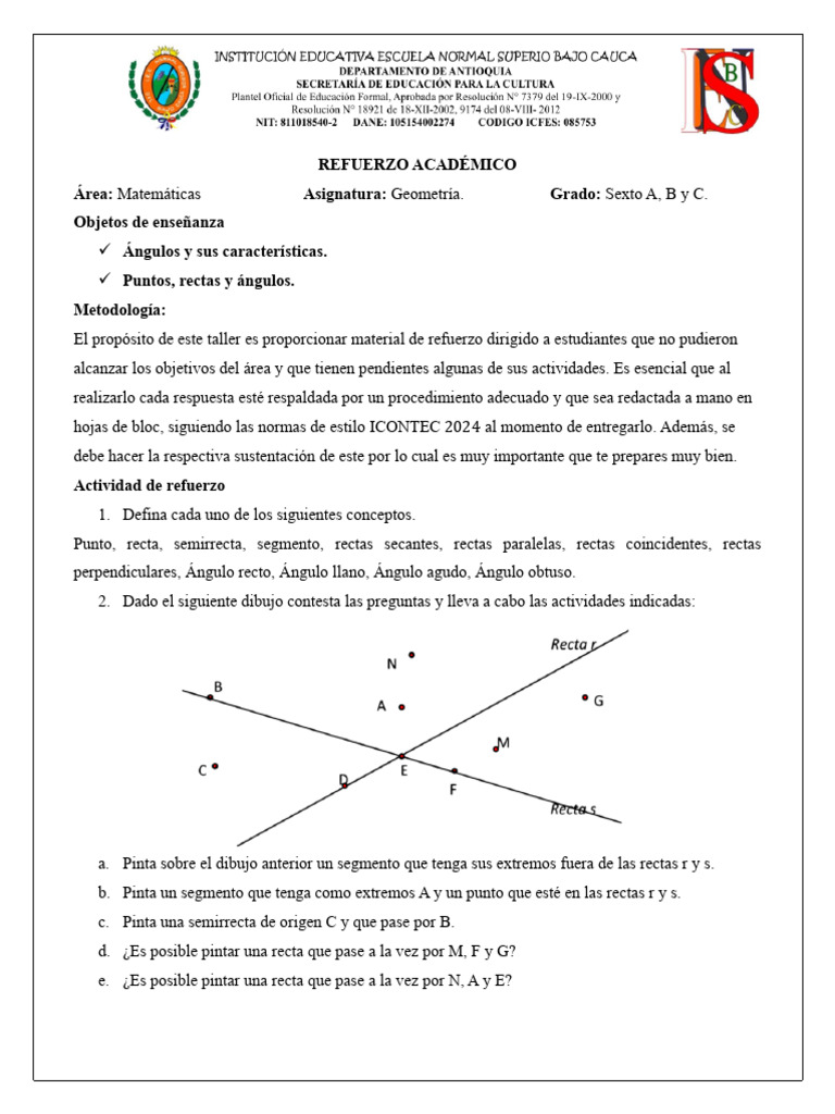 Elementos Básicos de Geometría para Sexto | PDF | Línea (geometría ...
