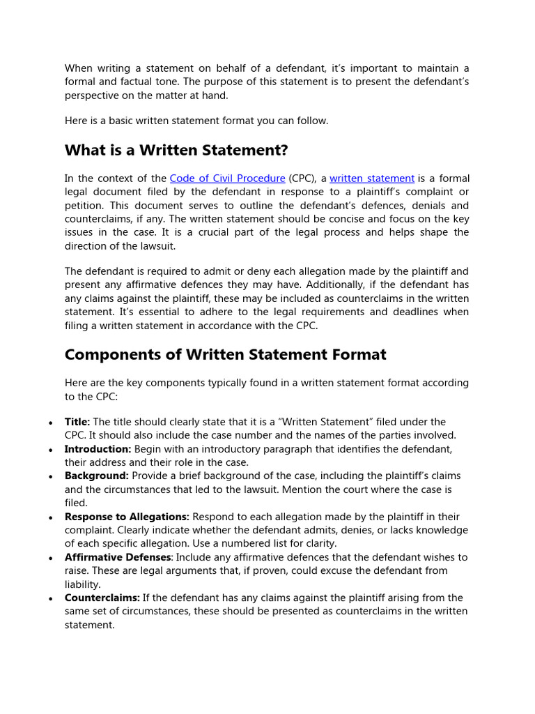 What Is A Written Statement | PDF | Lawsuit | Justice