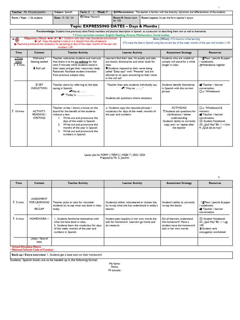 F1 T2 Wk.7 Lesson Plan | PDF | Teachers | Learning
