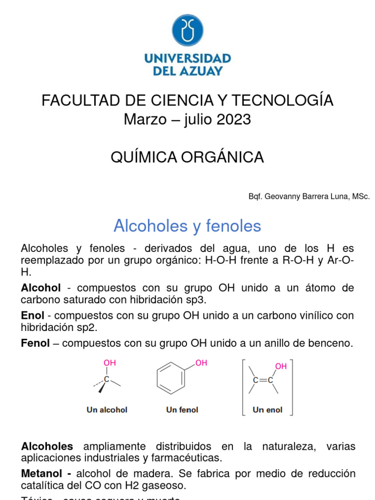 Química Orgánica: Alcoholes y Fenoles | PDF | Éter | Ácido