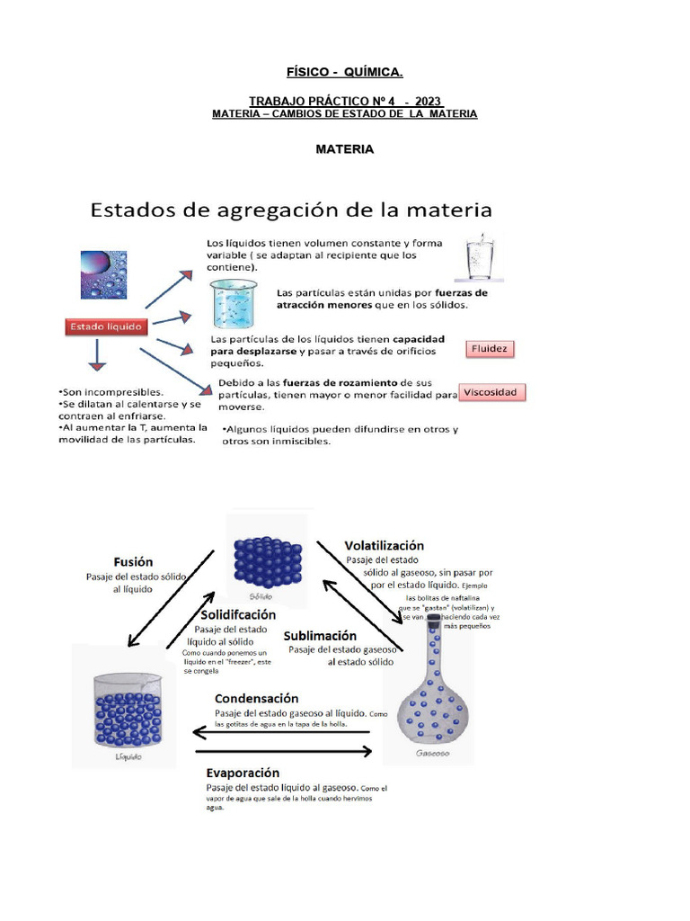 TP N 4 Fisico Quimica Estrada Materia Cambios de Estado 2023 | PDF