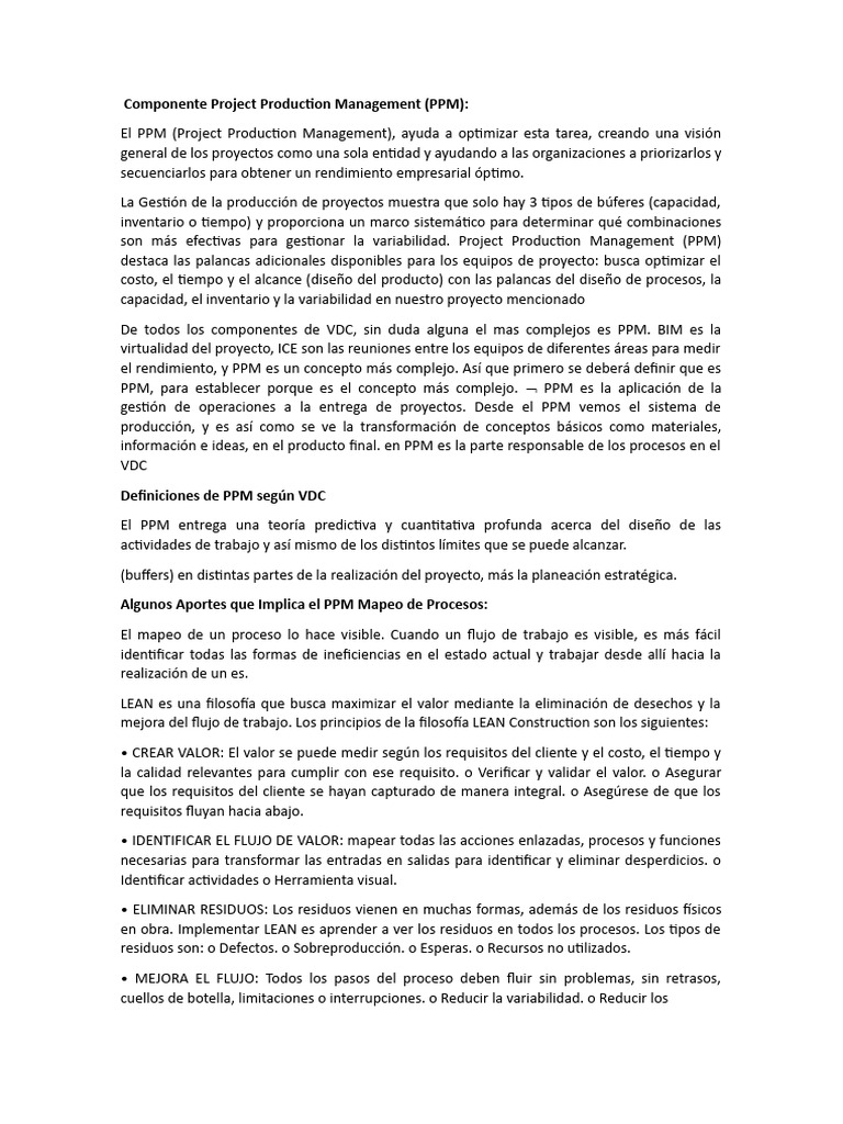 Componente Project Production Management PPM | PDF | Residuos | Diseño