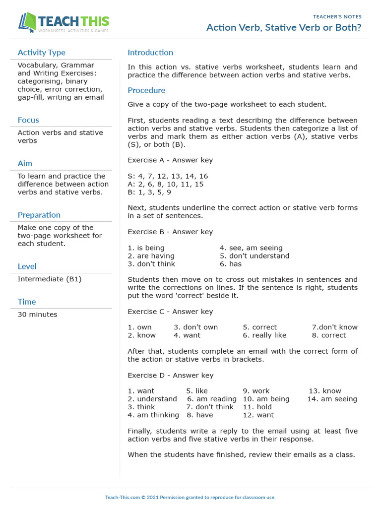 Action Verb Stative Verb or Both | PDF | Verb | Linguistics