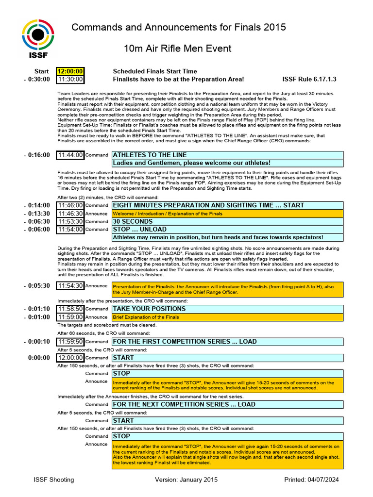 Finals 10m Air Rifle Men - Commands and Announcements - Edition 2015 ...