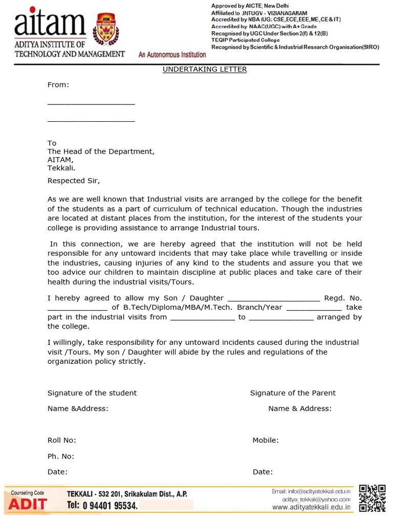 Under Taking letter-ME-A, B&C. | PDF | Finance & Money Management