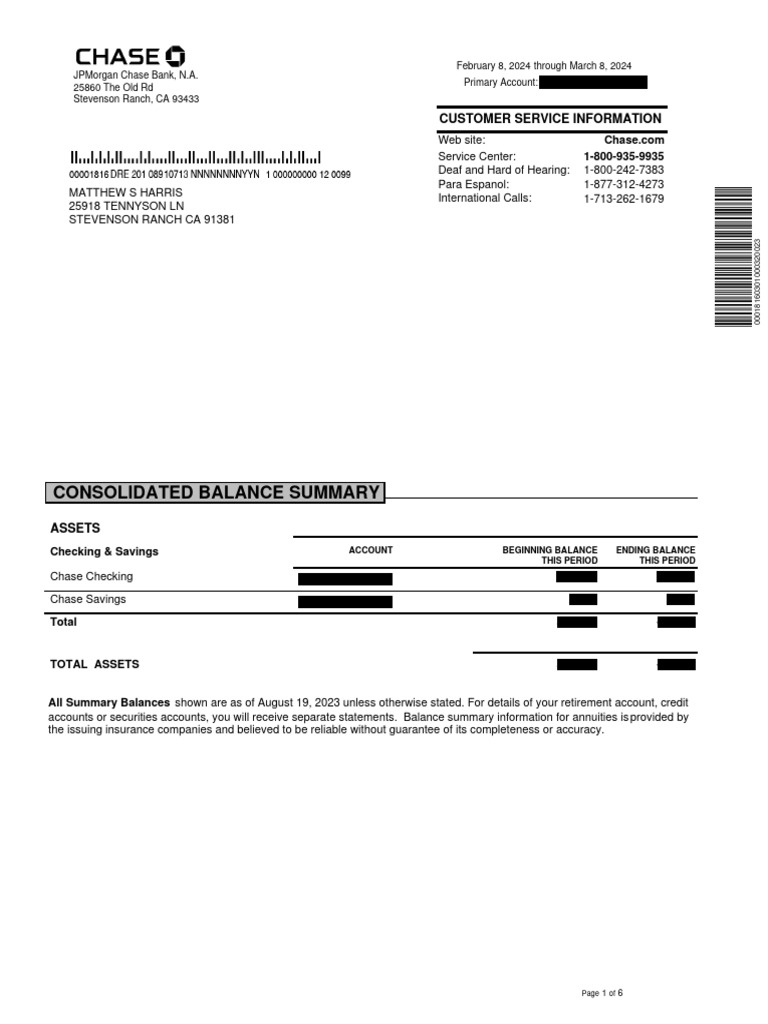 Consolidated Balance Summary: Customer Service Information | PDF | Overdraft | Transaction Account