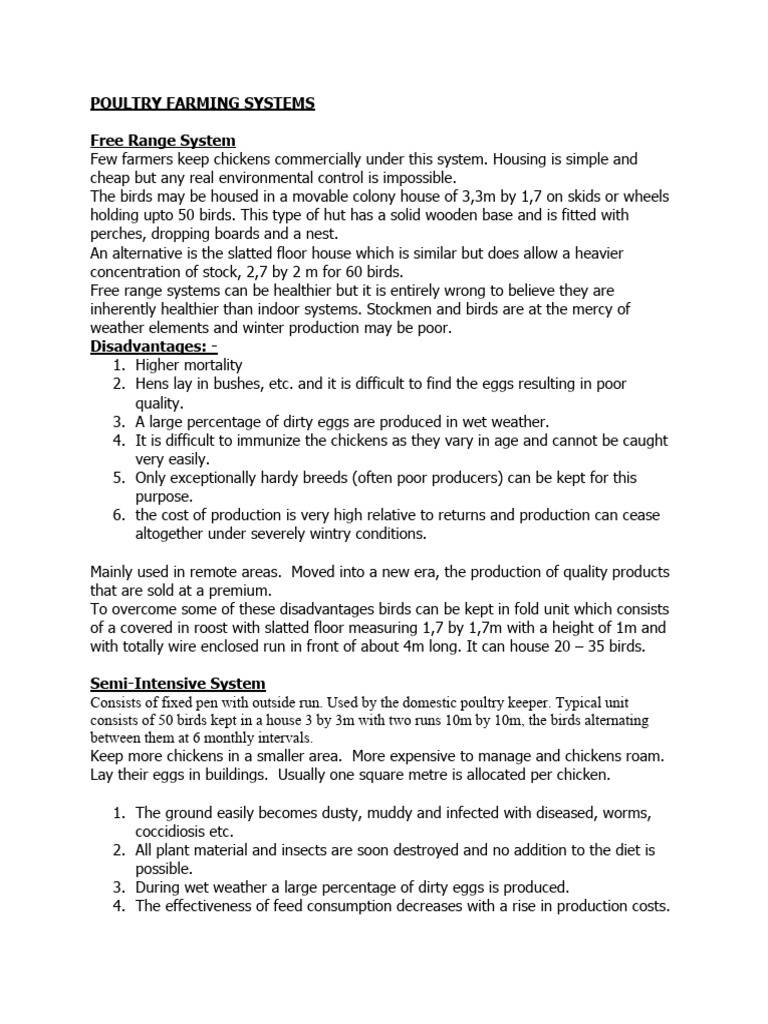 Poultry Farming Systems | Download Free PDF | Chicken | Poultry Farming
