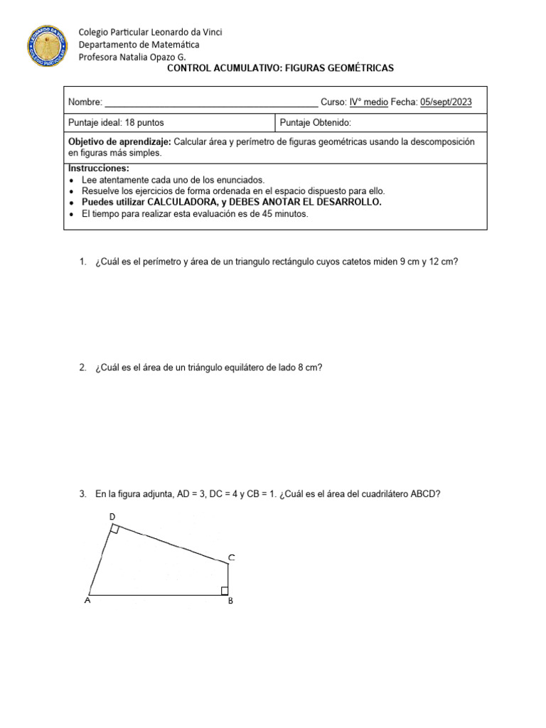 Control_Figuras geometricas PAES | PDF