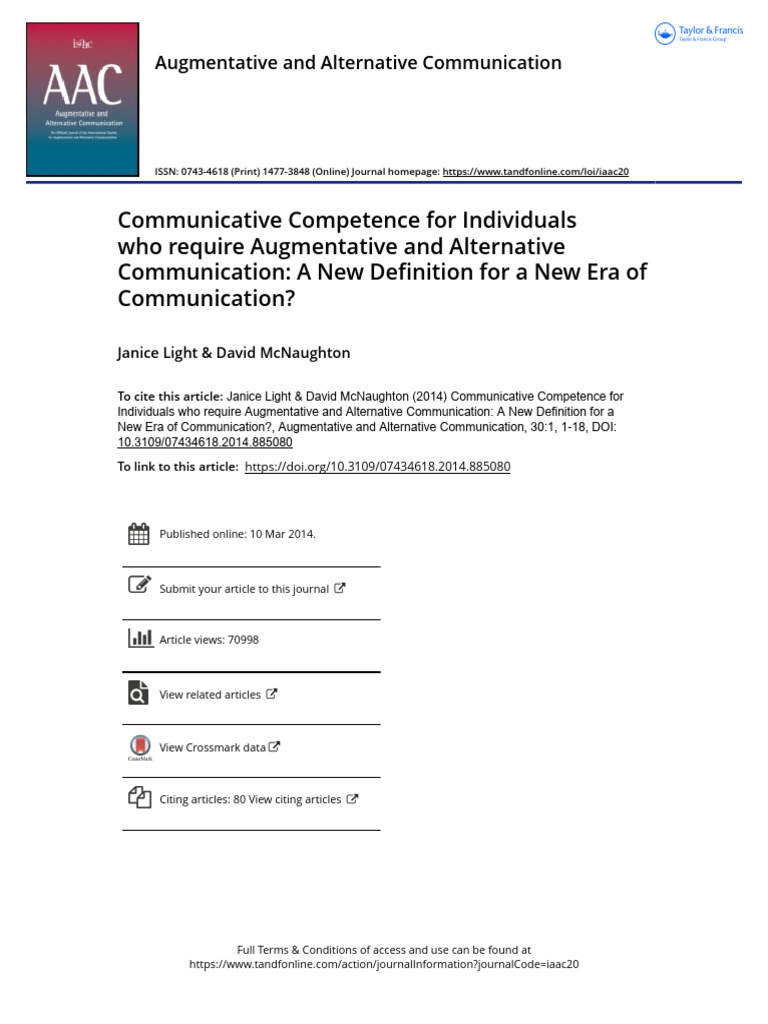 Communicative Competence For Individuals Who Require Augmentative and ...