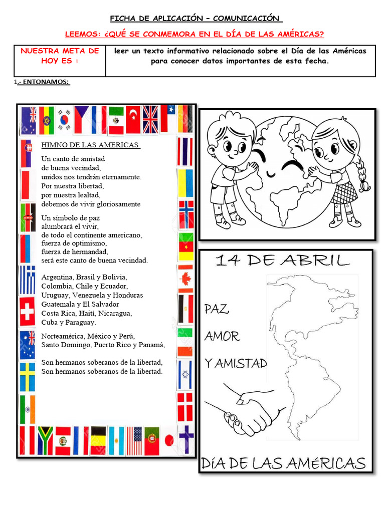 Ficha de Dia de Las Americas | PDF | Américas | Colombia