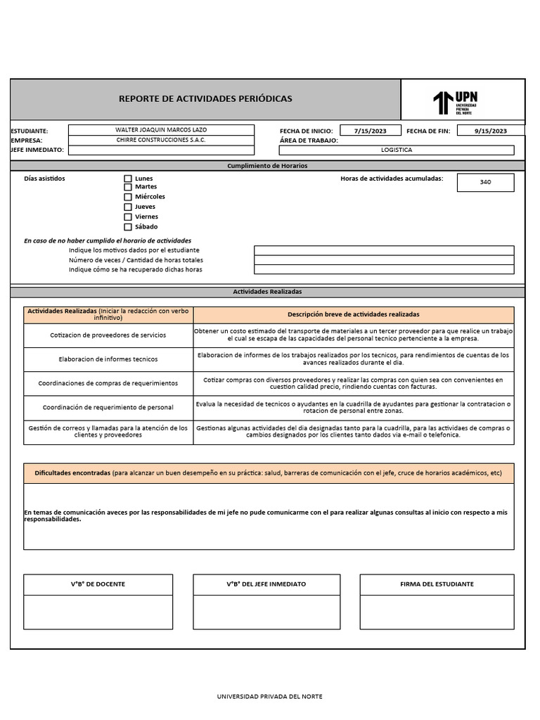 1.1 Formato RAP - Reporte de Actividades Periódicas 2023 | PDF