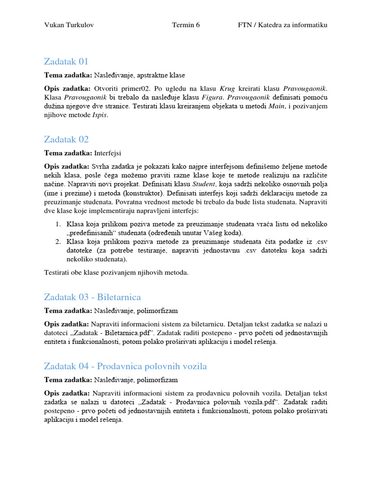 Termin06 - Zadaci | PDF