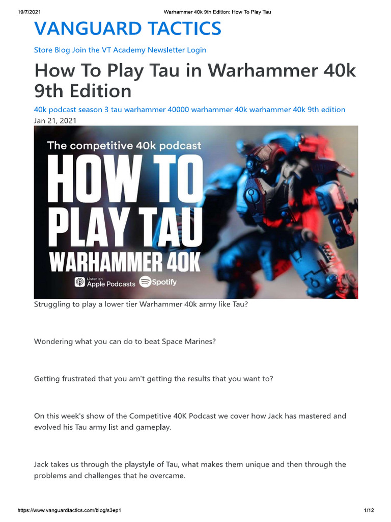 How To Play Tau in Warhammer 40k | PDF