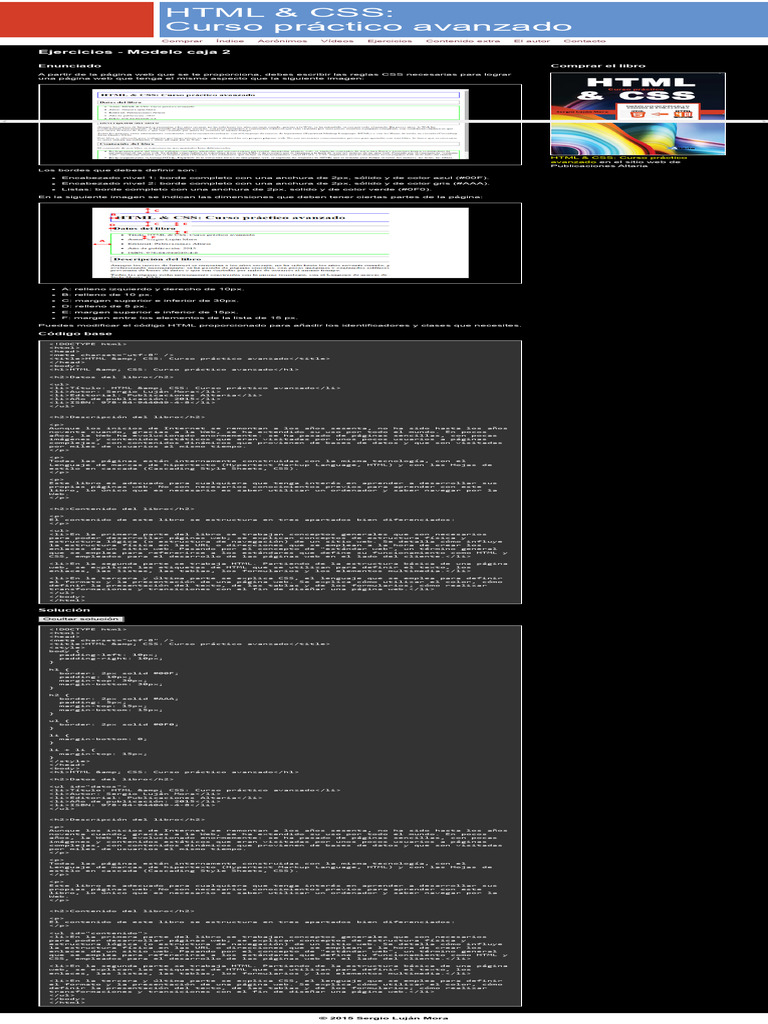 Ejercicios - Modelo Caja 2 - HTML & CSS - Curso Práctico Avanzado | Descargar gratis PDF | HTML ...