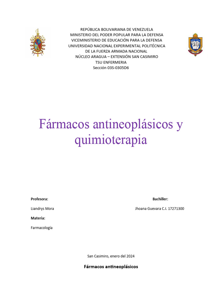 Farmacos antineoplasicos | PDF | Cáncer | Quimioterapia