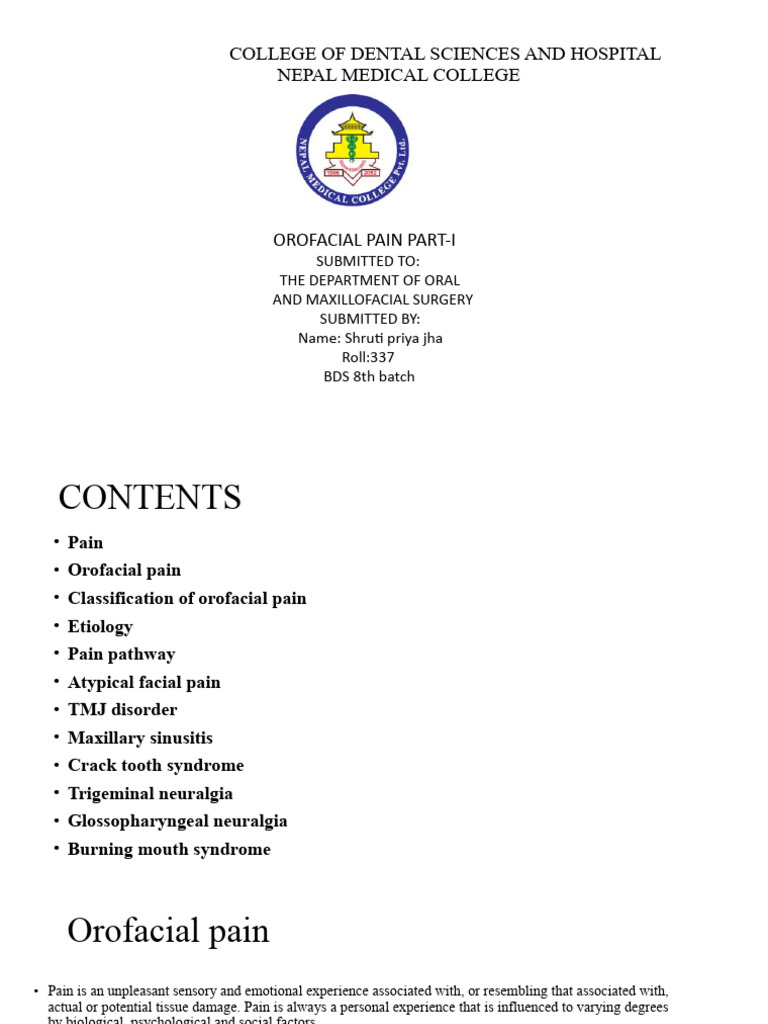 OROFACIAL PAIN (Autosaved) | PDF | Diseases And Disorders | Medical ...
