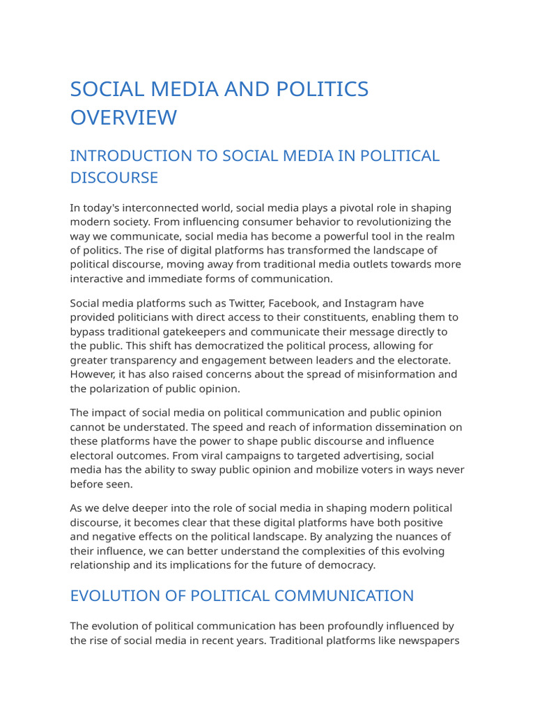 Social Media and Politics Overview | PDF | Social Media | Popular ...