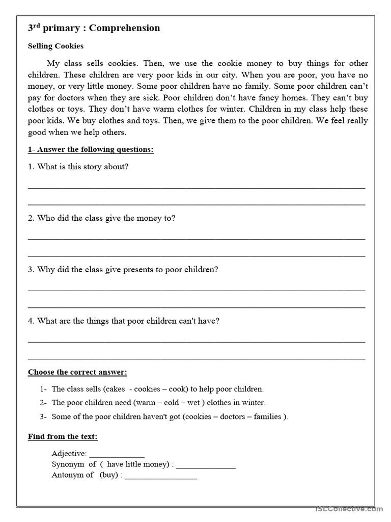 Comprehension English Activity Elementary | PDF