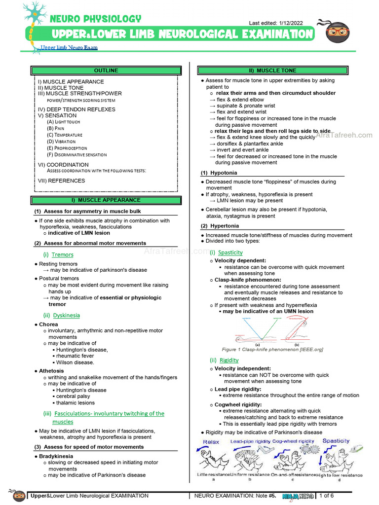 Upper and Lower Limbs Neurological Exam Atf | Download Free PDF ...