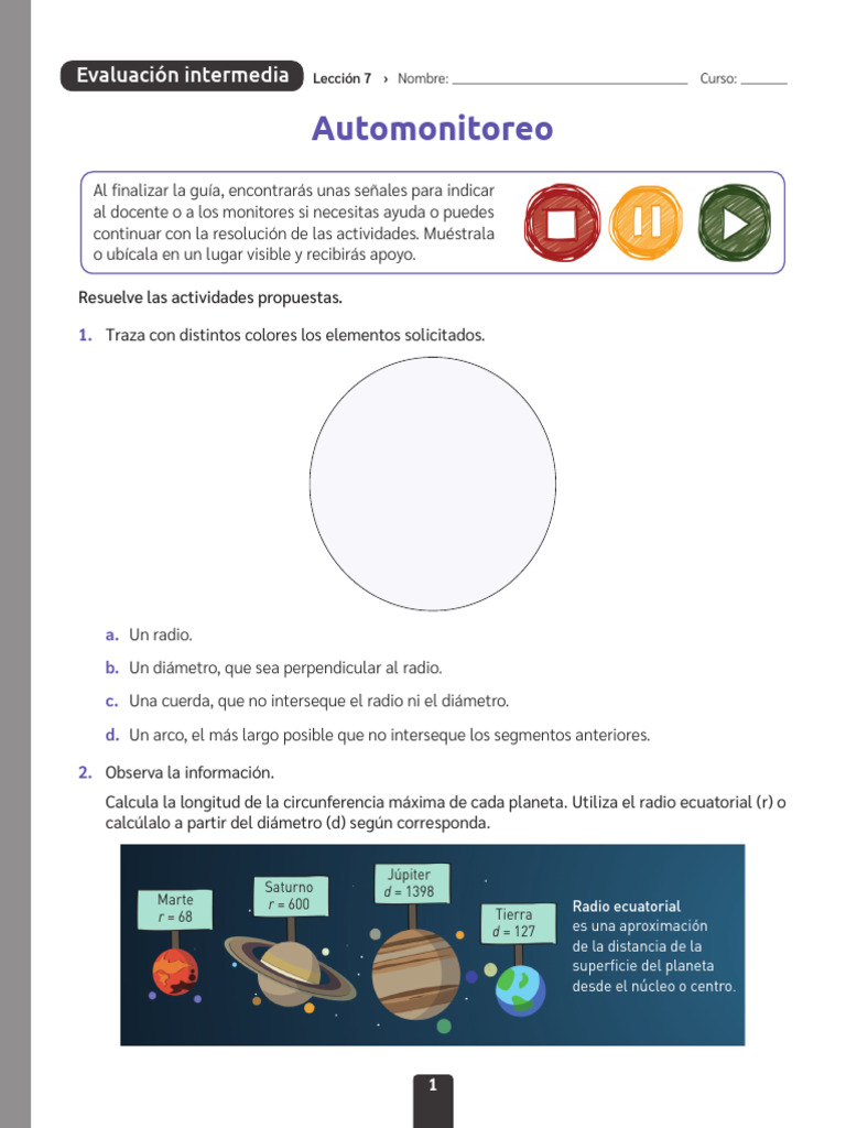 03 Evaluacion Formativa L7 | PDF | Saturno | Geometría euclidiana