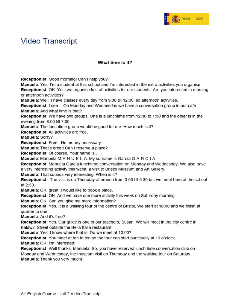 A1 U2 Video Transcript | PDF | Art