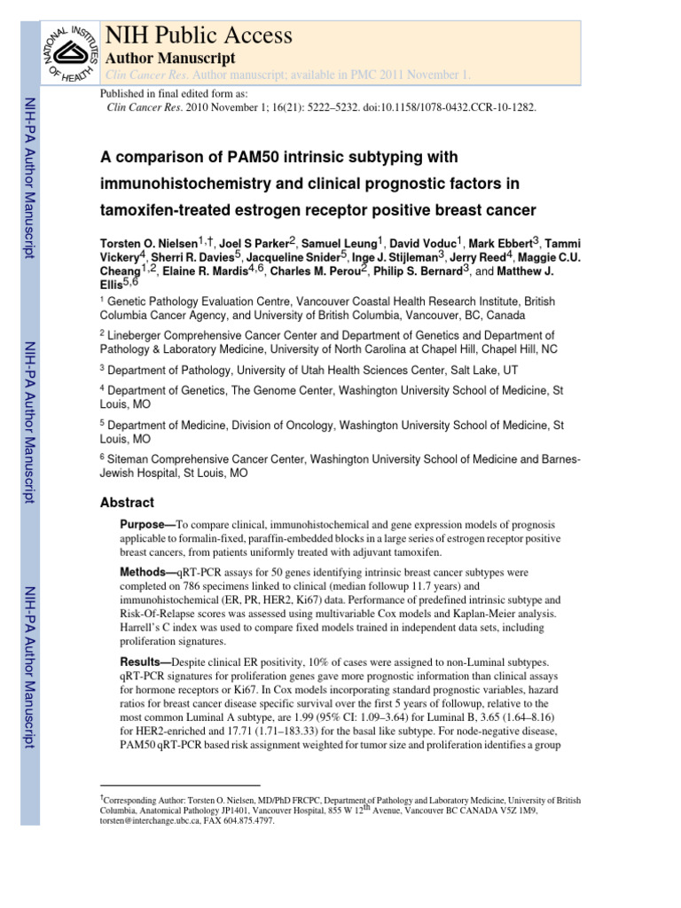 NIH Public Access: Author Manuscript | PDF | Immunohistochemistry | Neoplasms