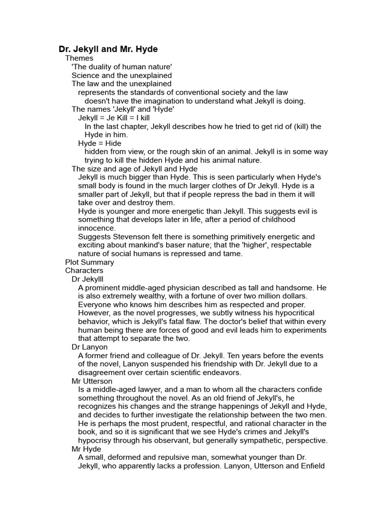Dr. Jekyll and Mr. Hyde | PDF | Strange Case Of Dr Jekyll And Mr Hyde ...