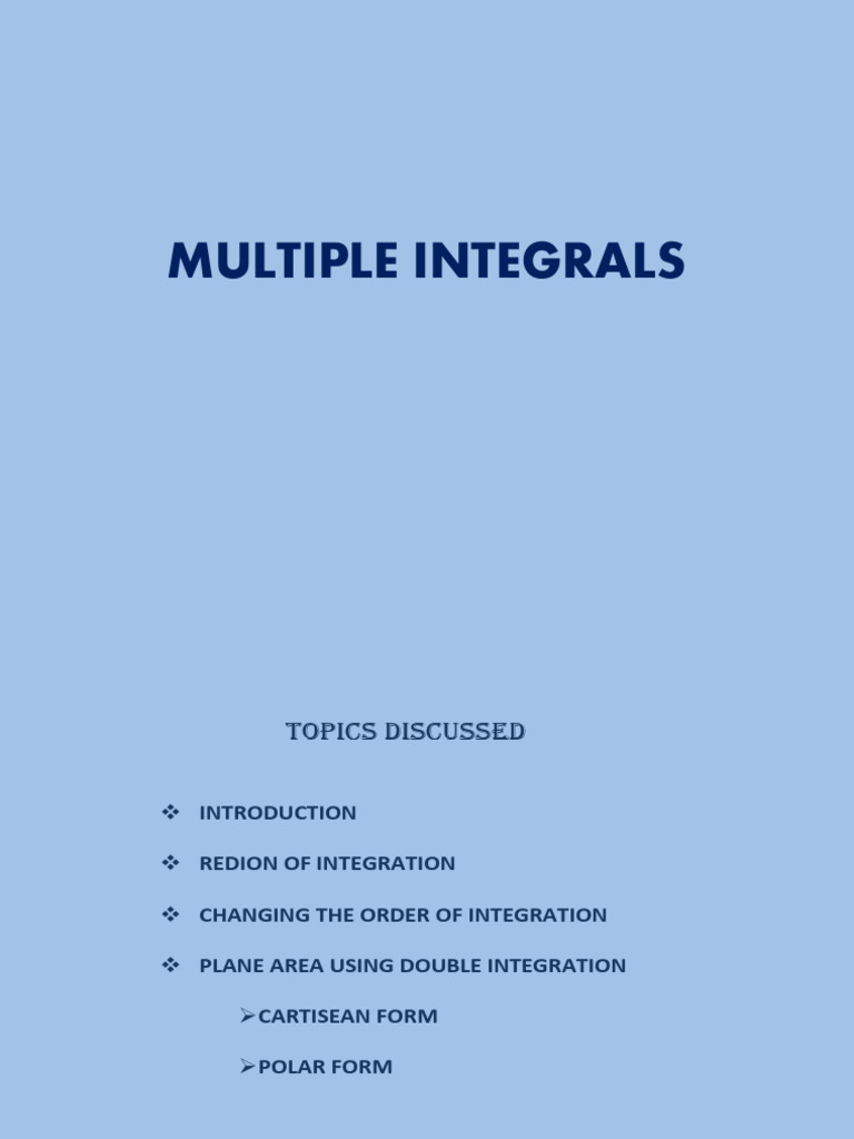 Multiple Integrals | PDF | Integral | Function (Mathematics)
