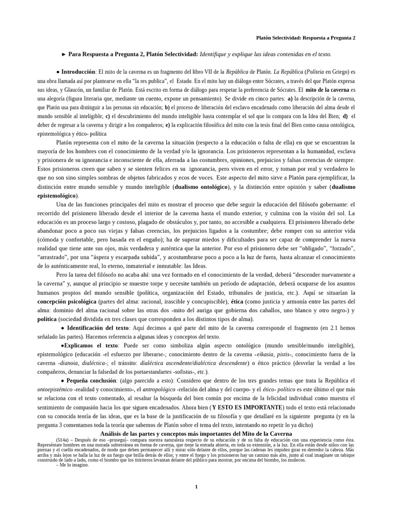 Platon Respuesta A Pregunta 2 | PDF | Conocimiento | Platón