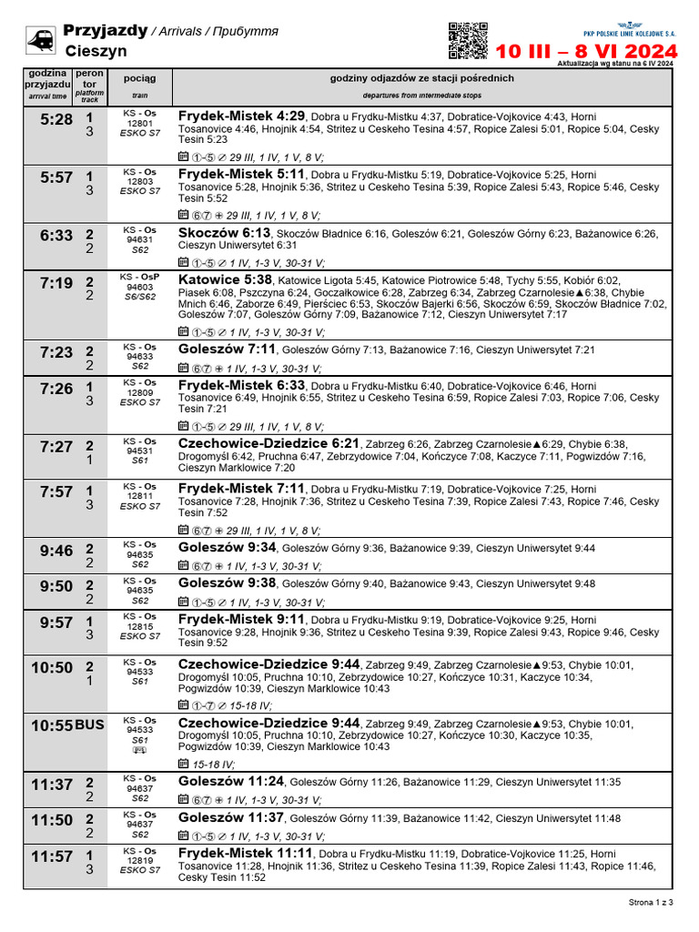 Plakat 2024 CIESZYN Przyjazdy Wazny 20240310-20240608 PL 202404072245 | PDF