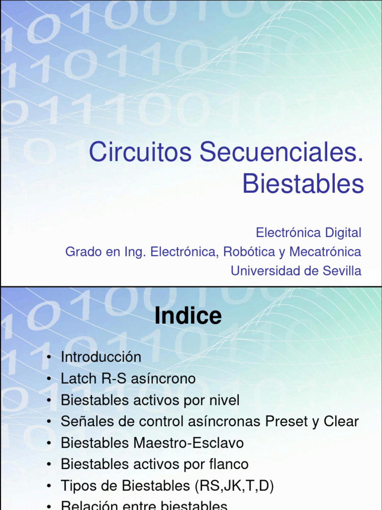 ED7-Circuitos Secuenciales. Biestables_2022 | PDF | Circuitos electrónicos | Ingenieria Eléctrica