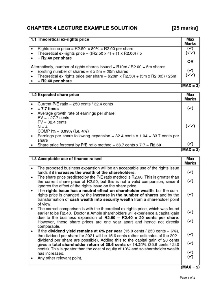 Chapter 4 Lecture Example Solution | PDF | Dividend | Stocks