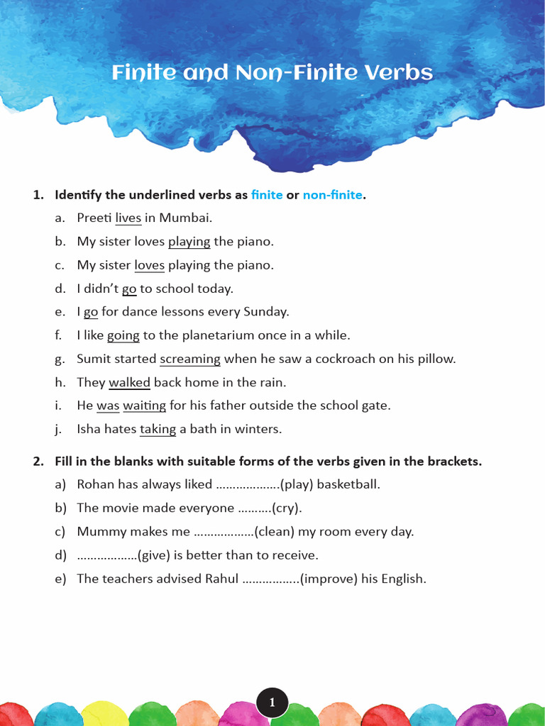 Finite Non-Finite Verbs - 1 | PDF