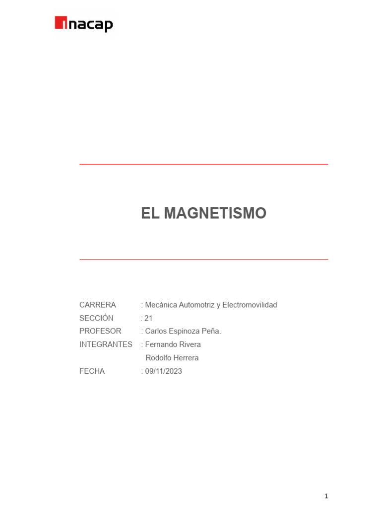 Trabajo Magnetismo Rivera, Herrera | PDF | Magnetismo | Imán