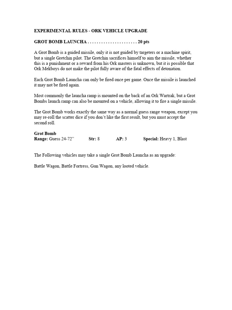 Fiche Technique - Grot-Bomb | PDF