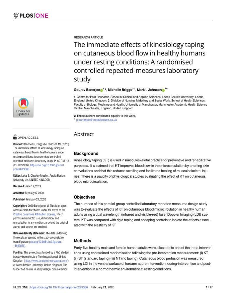 The Immediate Effects of Kinesiology Taping On Cut | PDF | Analysis Of ...