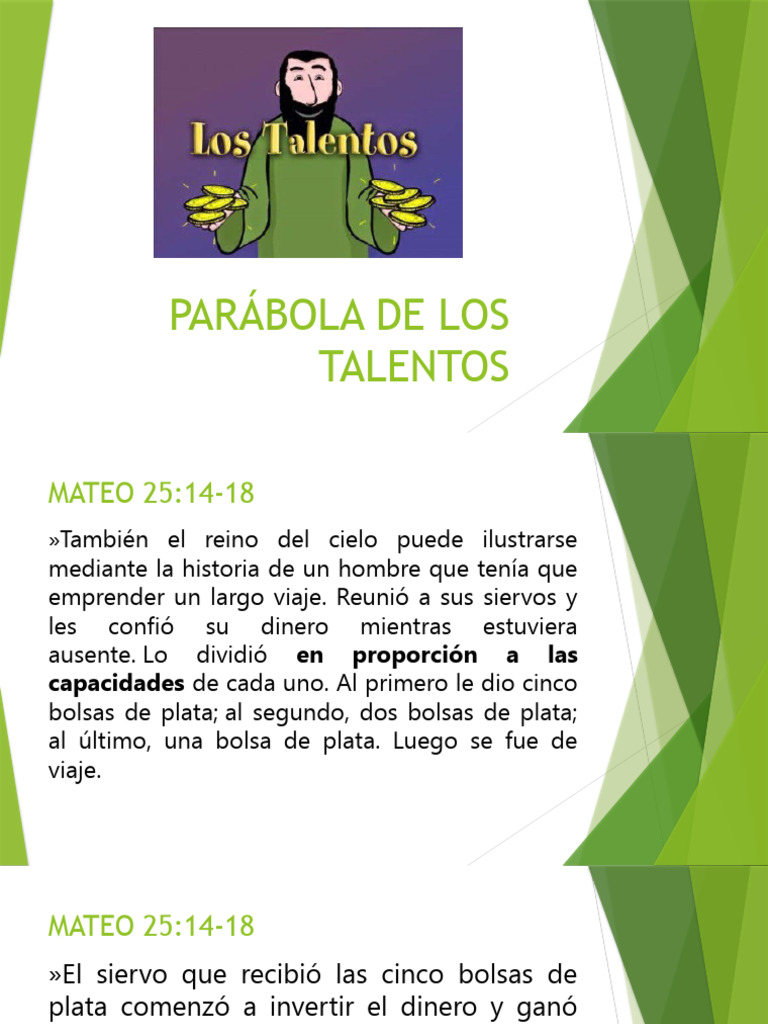2 Parábola de Los Talentos | Descargar gratis PDF | Evangelio de Mateo | Parábolas de Jesús