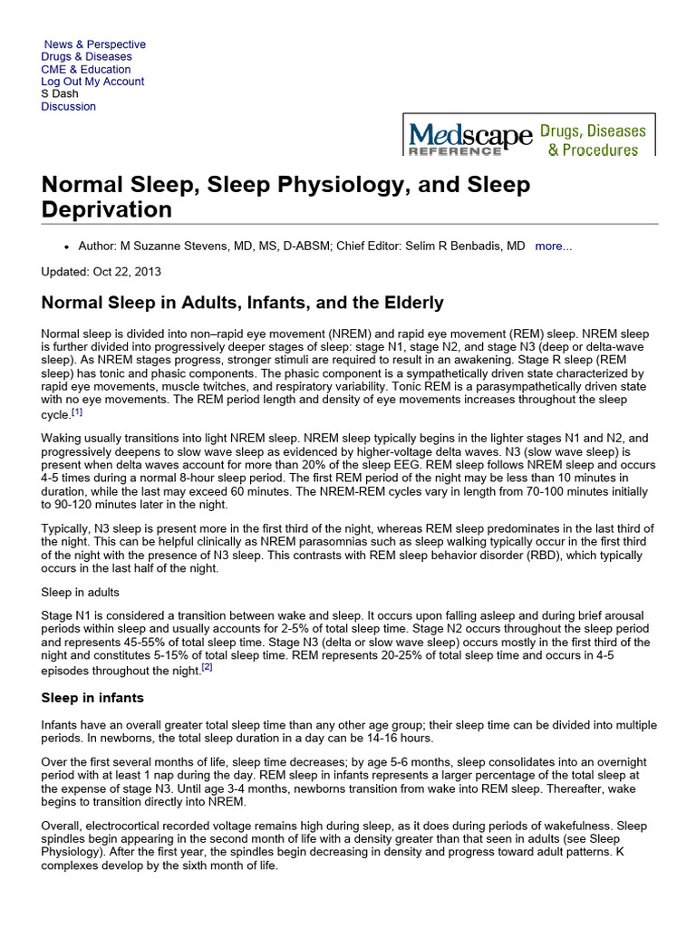 Normal Sleep, Sleep Physiology, and Sleep Deprivation | PDF | Sleep ...