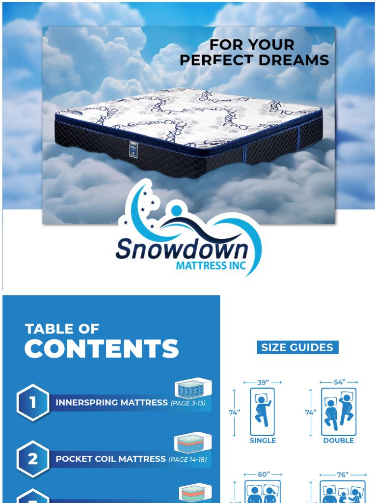 Snowdown Mattress Catalogue PDF | PDF | Mattress | Domestic Implements