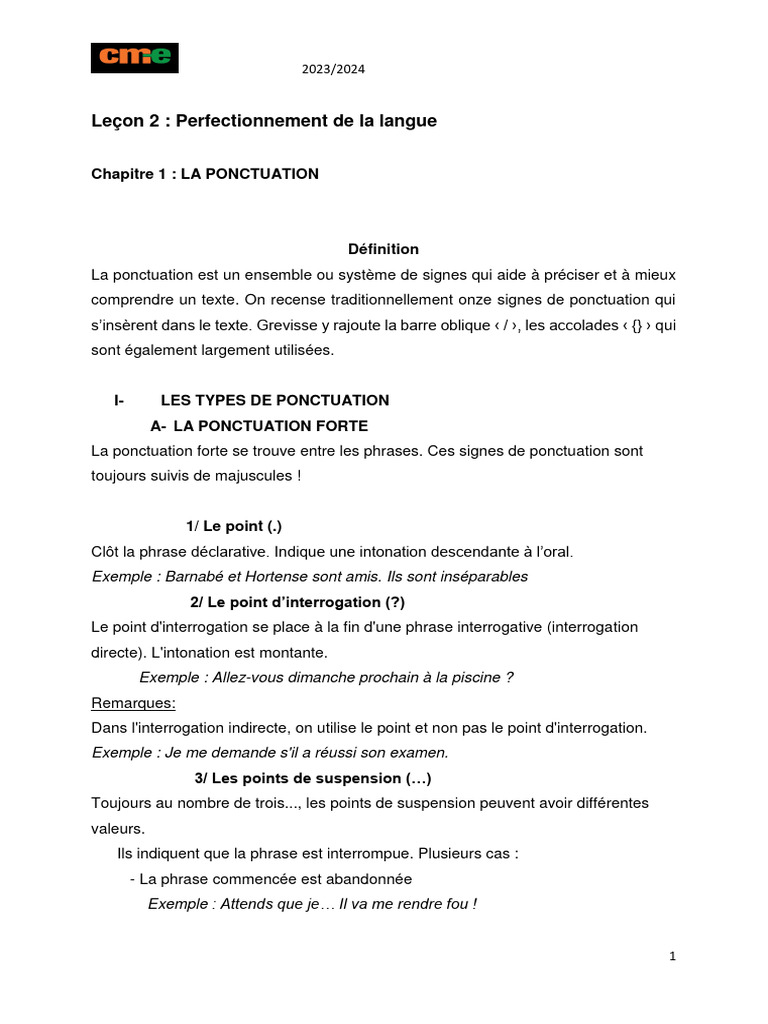 Types et Règles de Ponctuation en Français | PDF | Phrase | Clause