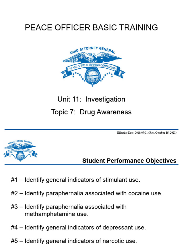 Drug Awareness for Peace Officers | PDF | Stimulant | Methamphetamine