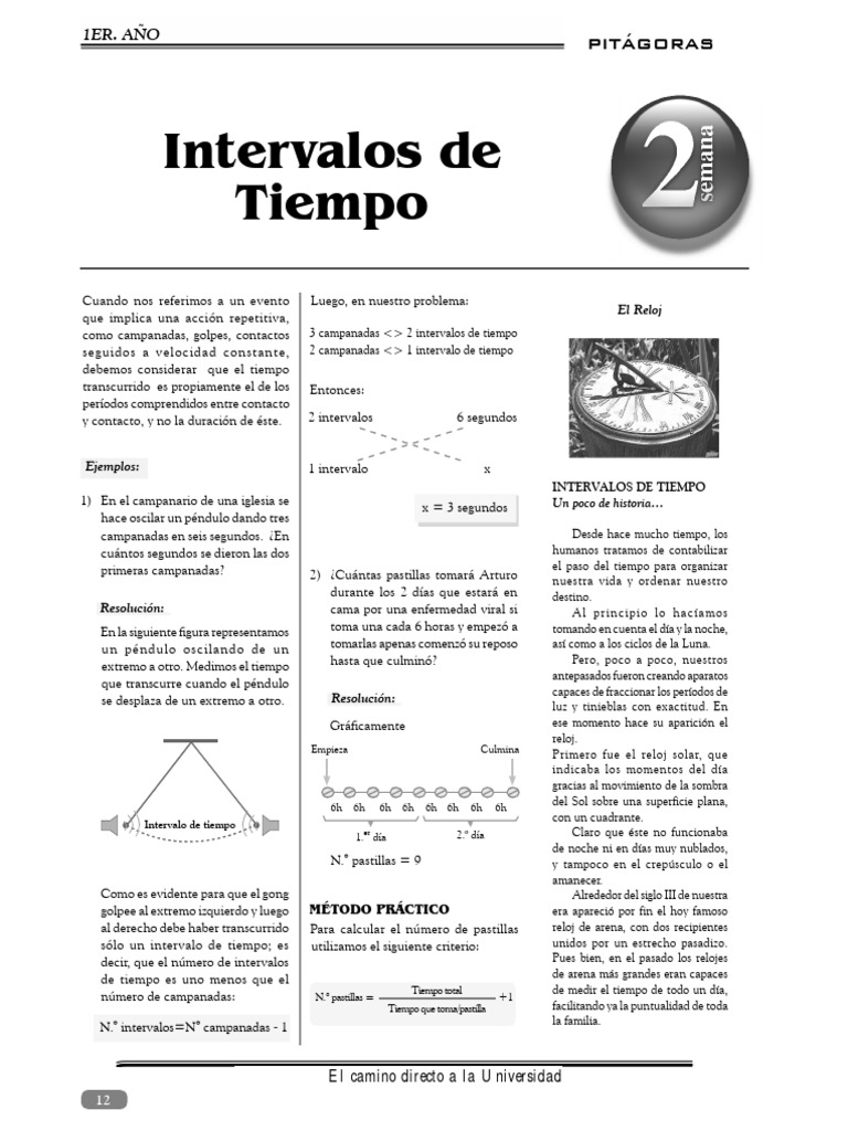 Intervalos de Tiempo: Ejercicios y Resoluciones | PDF | Hora | Reloj