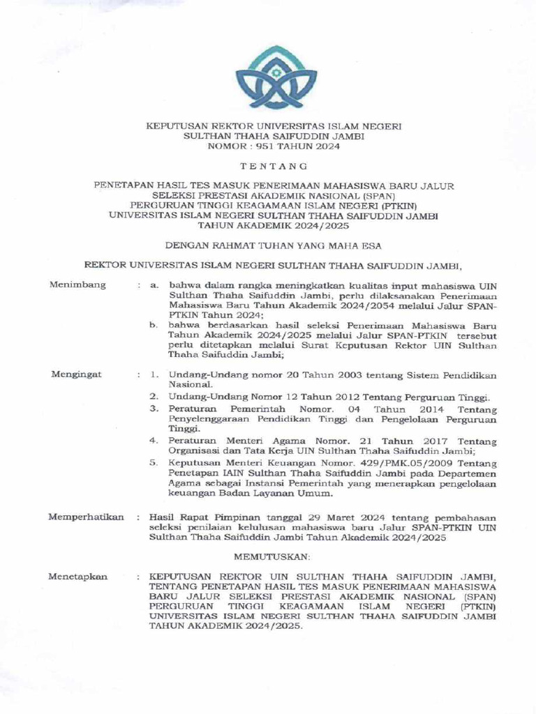 SK Kelulusan SPAN 2024 Dikompresi | PDF | Karier & Perkembangan | Bisnis